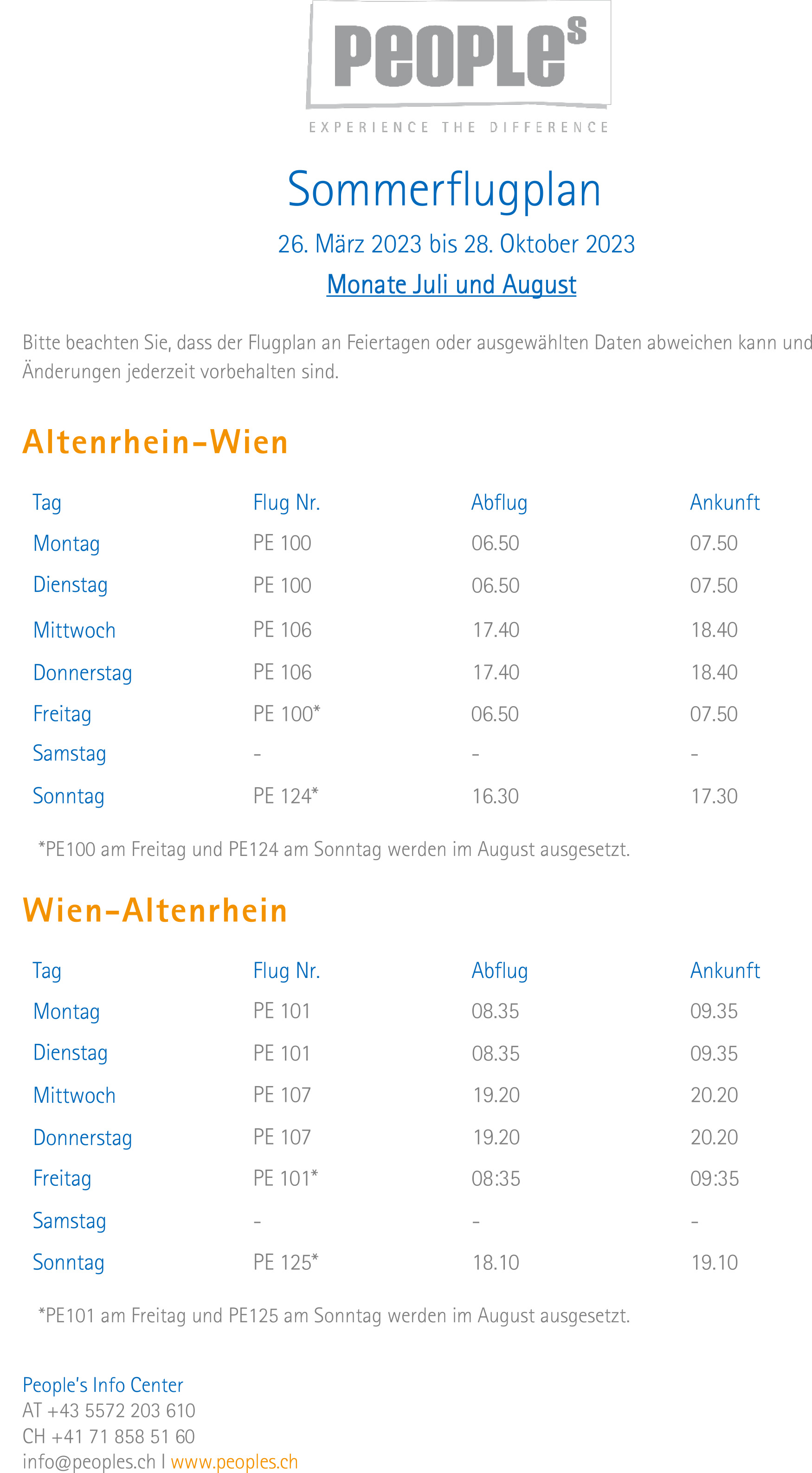 Flughafen St.Gallen-Altenrhein und Fluglinie People's